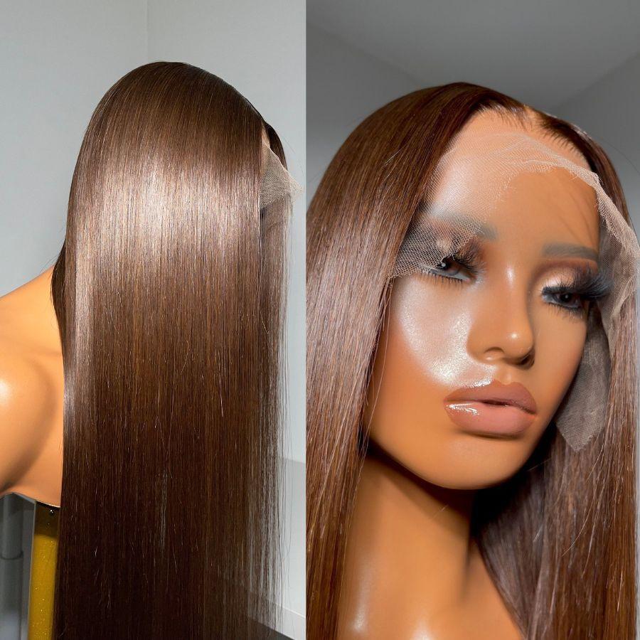 WOWANGEL Chestnut Brown Color 13X6 Skinlike Real HD Lace Front Wigs – wowangel