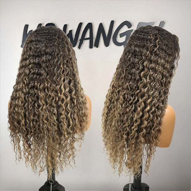 WOWANGEL Ombre Color Curly 360 Lace Wig Human Hair HD Lace Baby Hair ...
