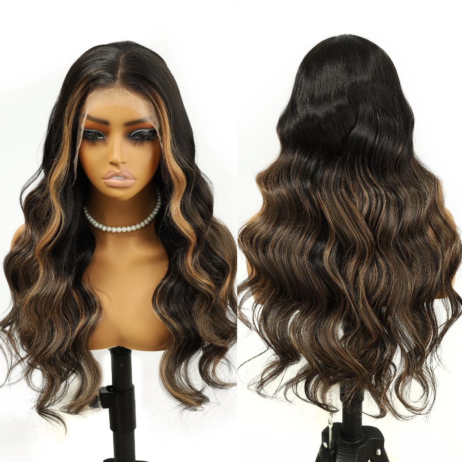 Brown Highlight HD Lace Wig 13x6 Frontal | Human Hair Wig | Pre-Plucked ...